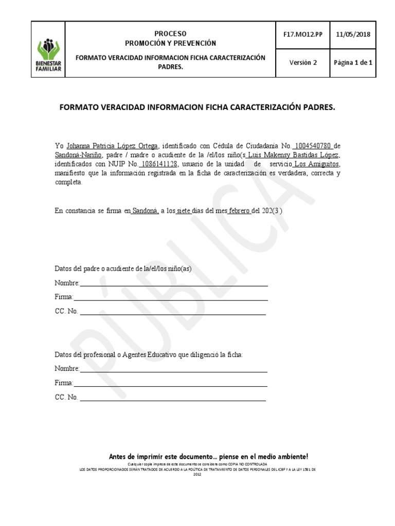 Formato de Veracidad | PDF