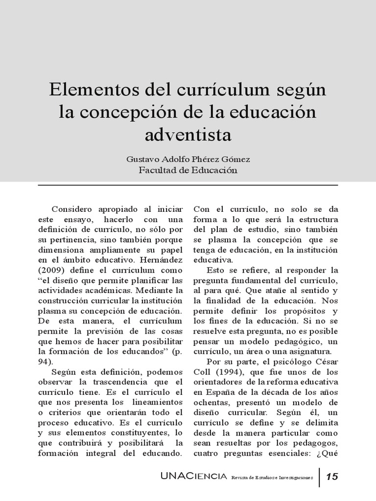 Elementos Del Currículum | PDF | Plan de estudios | Evaluación