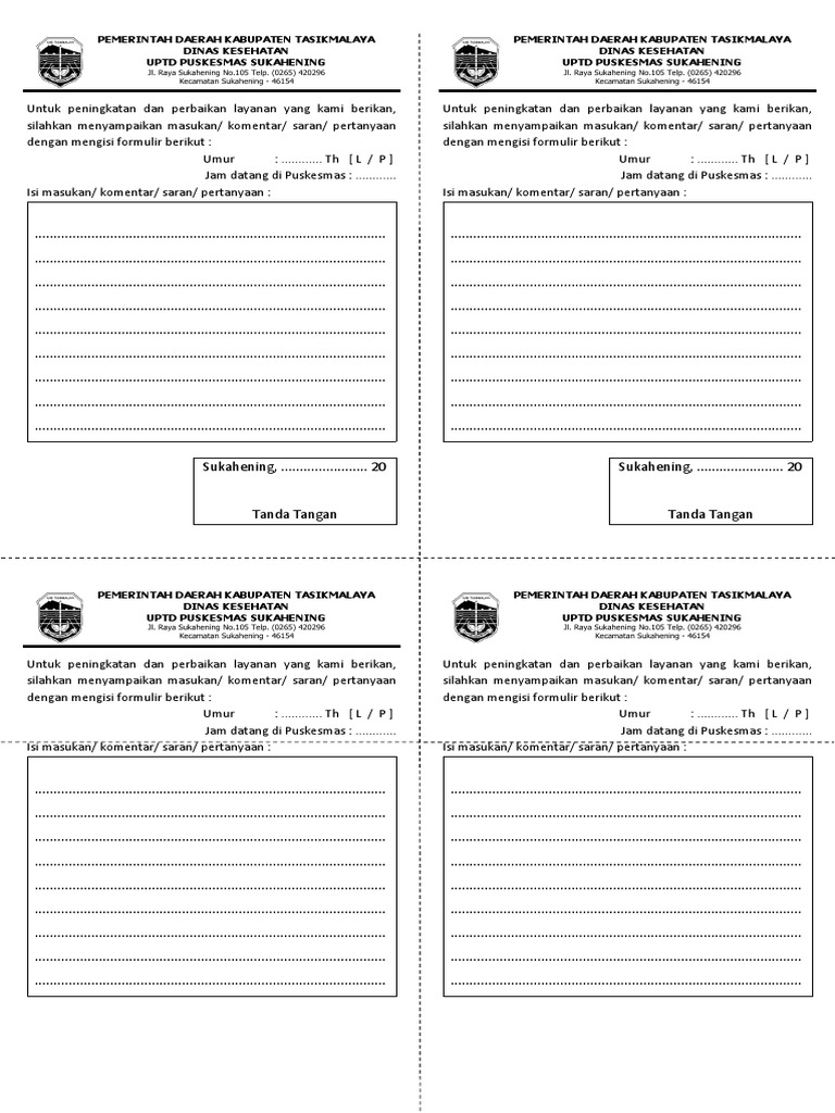 Form Kotak Saran | PDF
