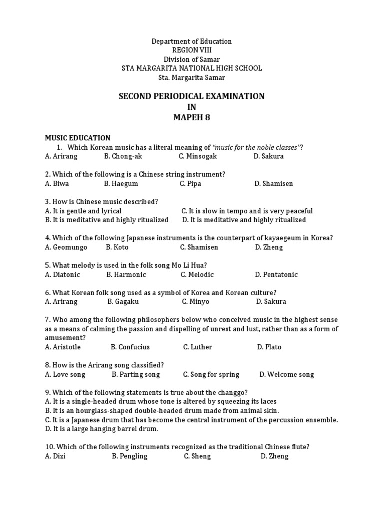 2nd Quarter Test in Mapeh 8 | PDF | Pregnancy