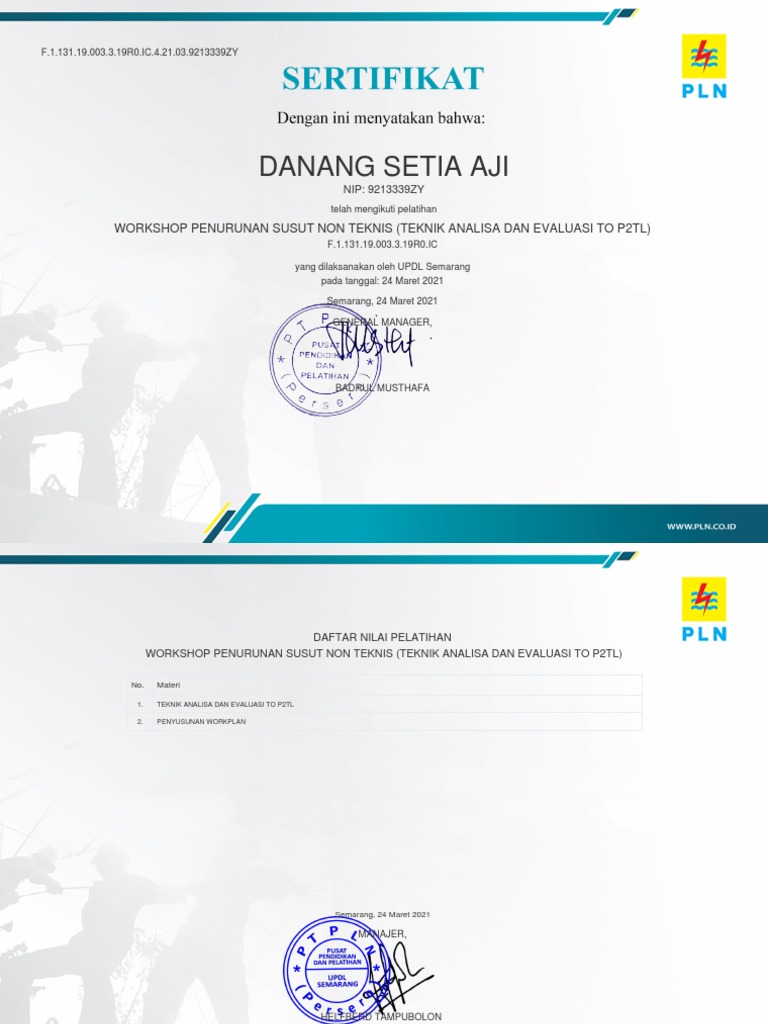 Sertifikat workshop P2TL.pdf | PDF