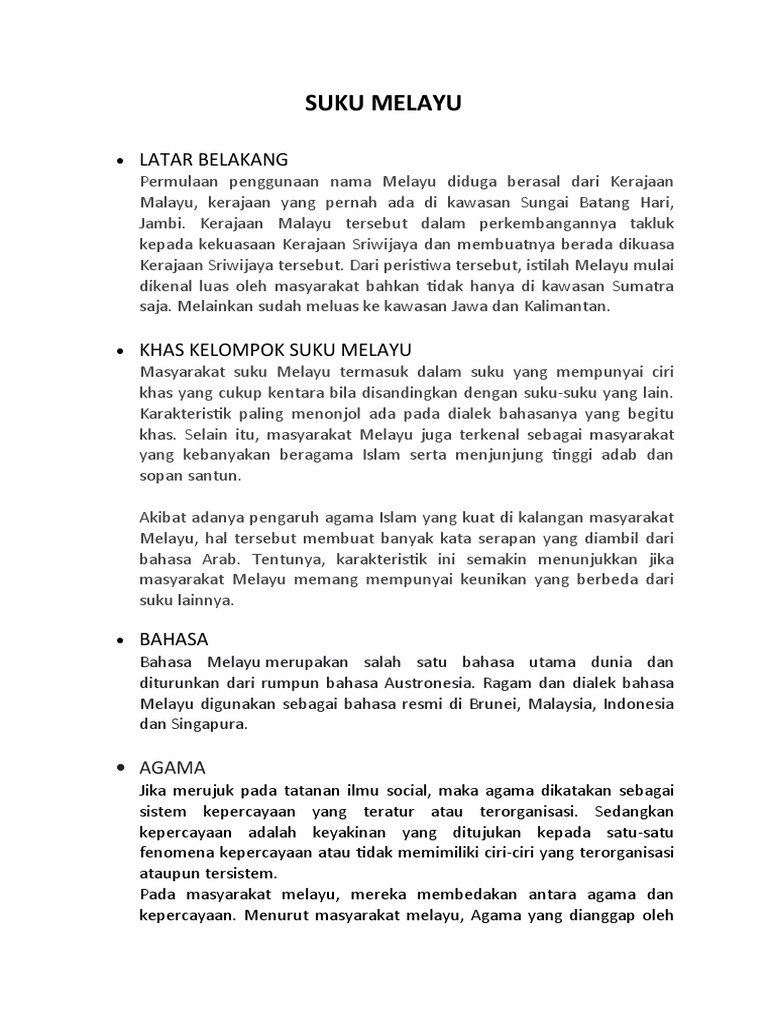 Suku Melayu | PDF | Sejarah | Agama & Spiritualitas