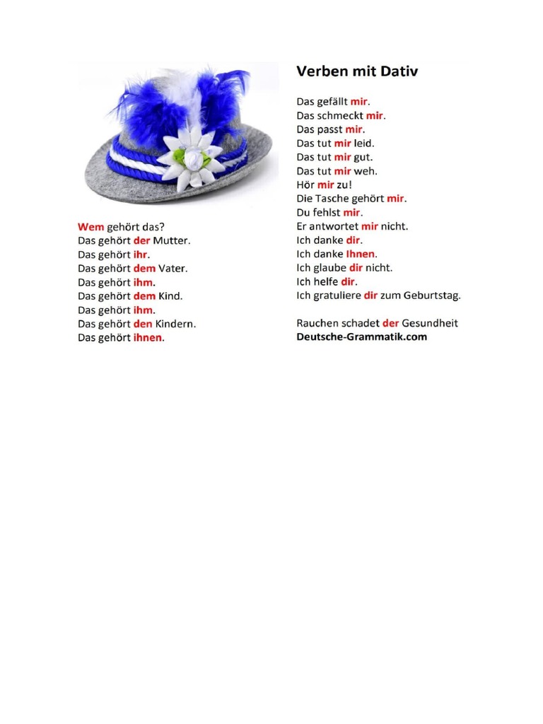 Liste Verben Dativ | PDF