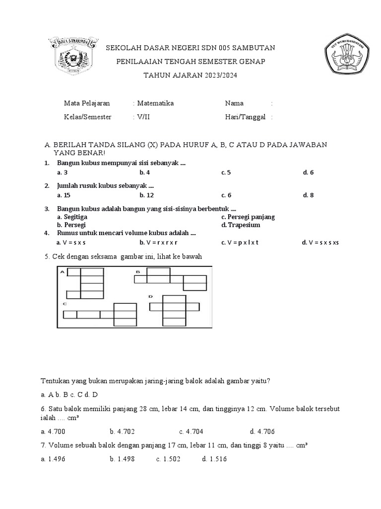Soal Uts MTK Kelas 5 | PDF