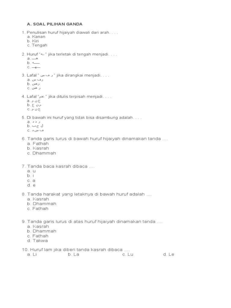 Soal Pai Kls 1 | PDF