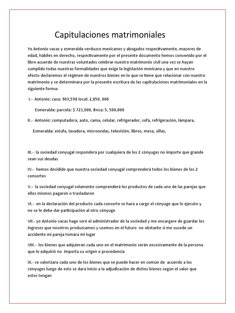 Capitulaciones Matrimoniales | PDF | Derecho