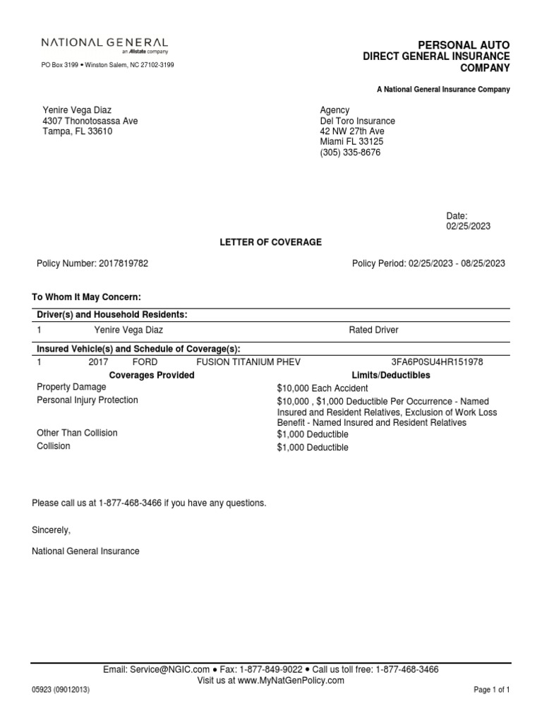 Personal Auto: Direct General Insurance Company | PDF | Insurance ...