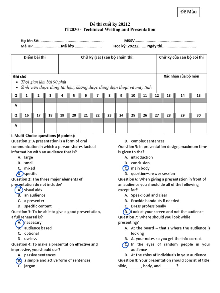 Thi CK IT2030 20212 Đề Mẫu 2 | Download Free PDF | Artificial ...