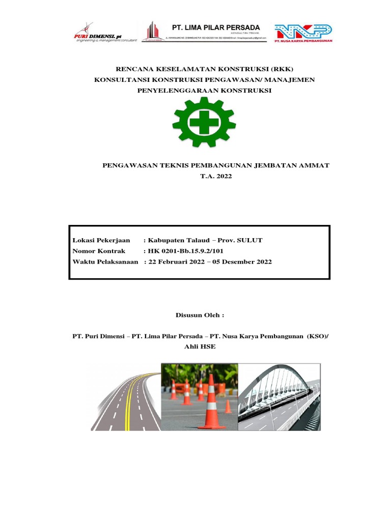 RKK (Rencana Keselamatan Kontruksi). Paket Pengawasan Teknis ...
