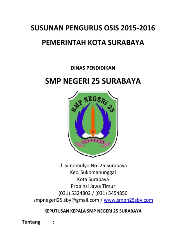 Susunan Pengurus OSIS SMP 25 Surabaya | PDF