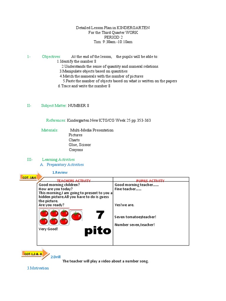 Detailed Lesson Plan in Kindergarten 3rd Quarter PDF Free | PDF