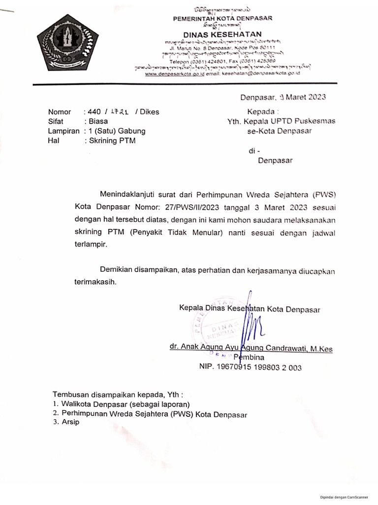 Jadwal Skrining PTM PWS | PDF