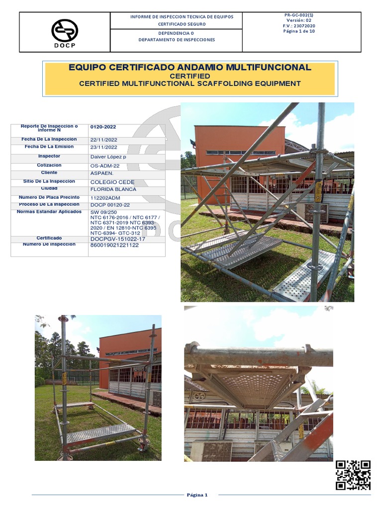 Equipo Certificado Andamio Multifuncional: Certified Certified Multifunctional Scaffolding ...