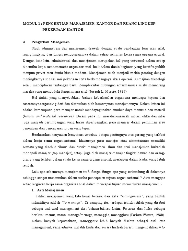 Pengantar Manajemen dan Administrasi Kantor | PDF | Karier & Perkembangan