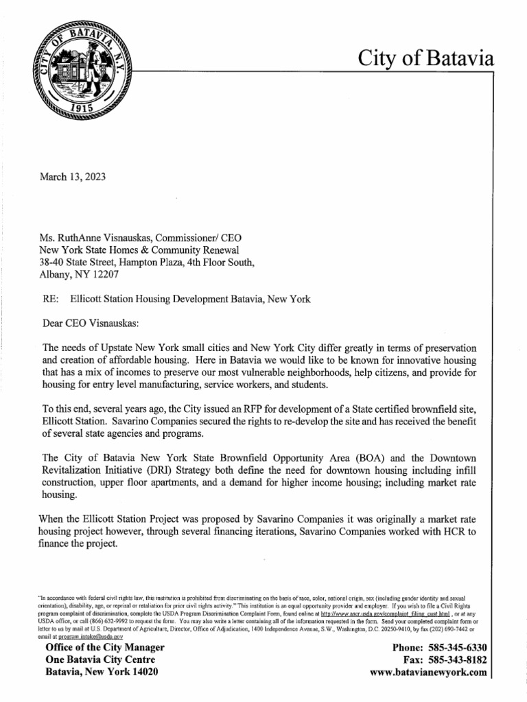 Ellicott Station Housing Development Letter | PDF