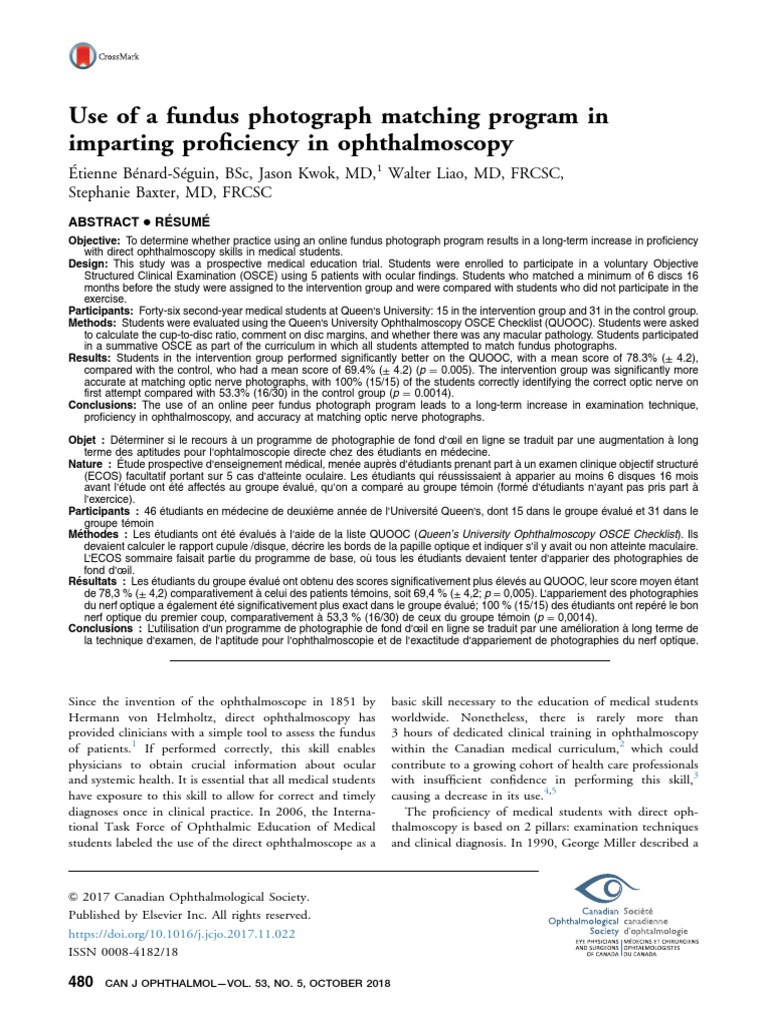 Use of A Fundus Photograph Matching Program in Imparting Pro Ficiency ...