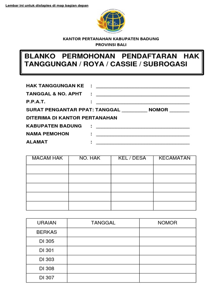 3 BLANKO PERMOHONAN HT ROYA Eform | PDF