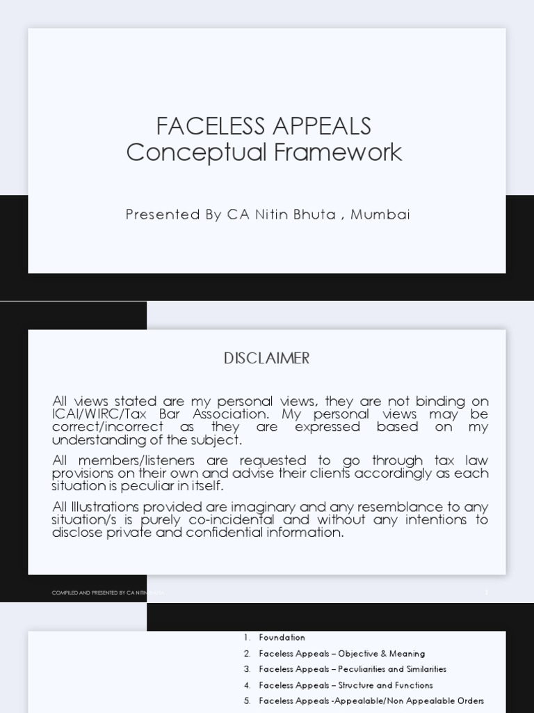 Faceless Appeals Conceptual Framework 110323 PDF | PDF | Taxes | Income Tax