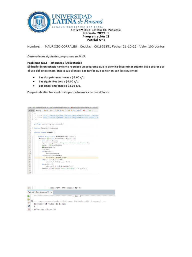 Parcial No.1 - Java | PDF | Negocios | Finanzas y dinero