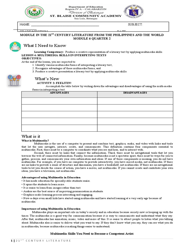 PREPARED MODULE IN 21ST Week 6 | PDF | Multimedia | Graphics