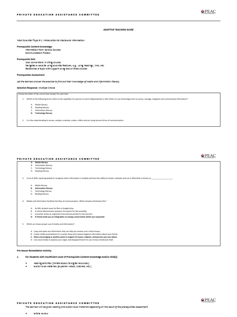 Mil Met1 Atg | PDF | Information Literacy | Literacy