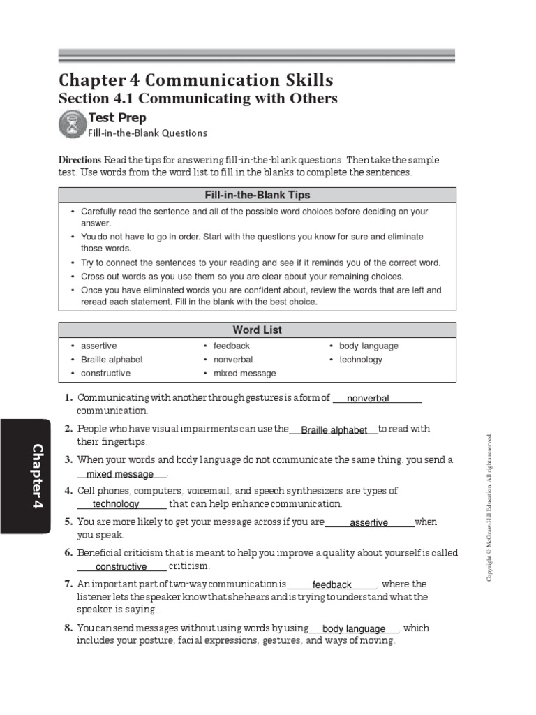 Chapter 4 Lesson 1 Communicating With Others PDF | PDF | Communication | Body Language