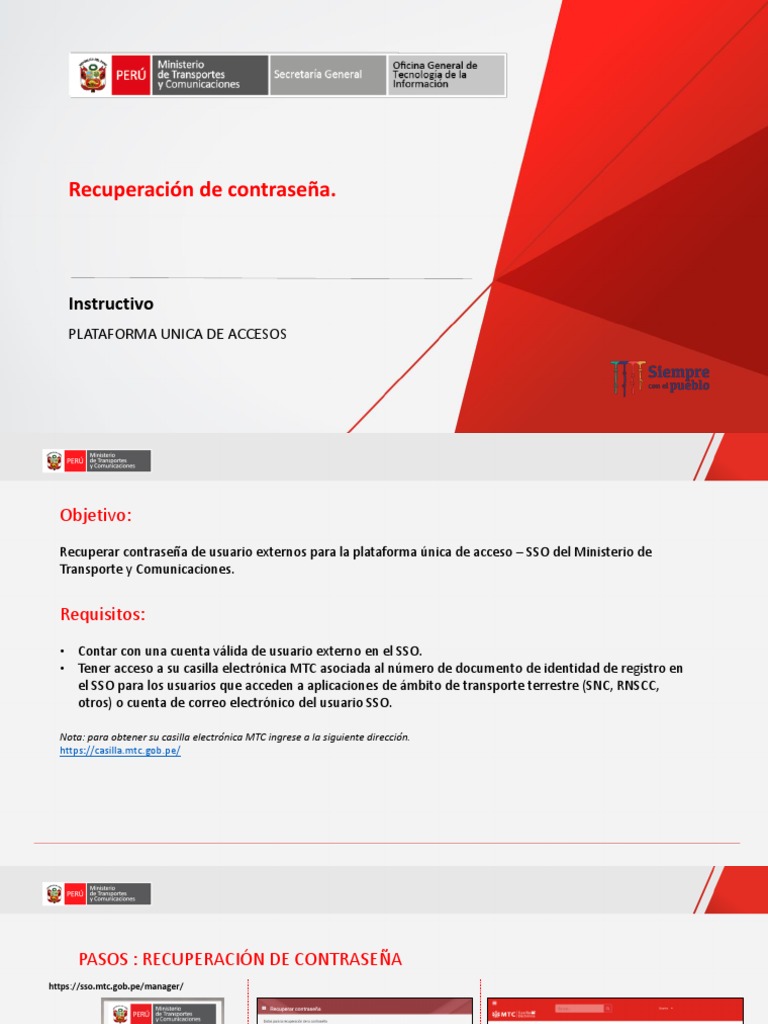SSO Instructivo - Recuperación - de - Contraseña - v1.0 | PDF | Contraseña | Comunicación segura