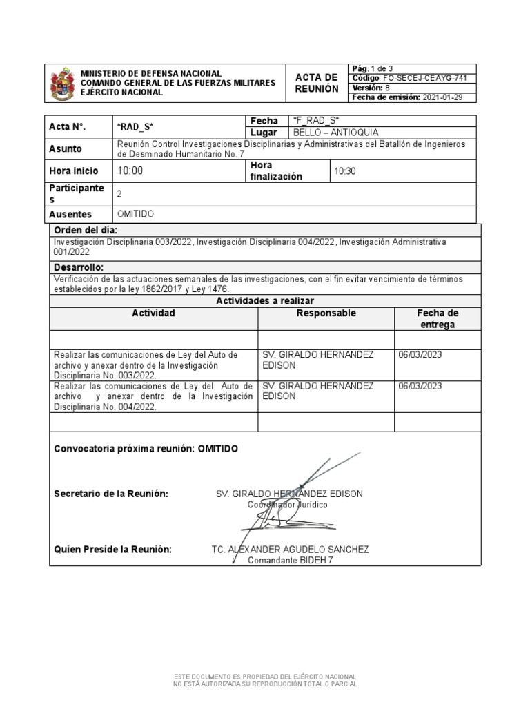 Reunión sobre Investigaciones Disciplinarias BIDEH 7 | PDF | Gobierno