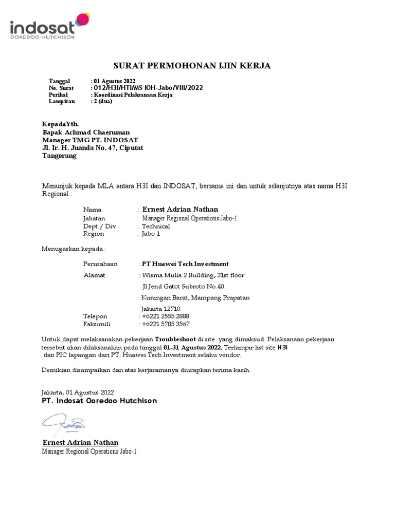 Surat Approval IOH-H3I Jabo 1 - Juni 2022 | PDF