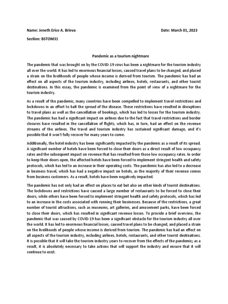 Pandemic's Impact on Global Tourism | PDF | Tourism | Pandemic