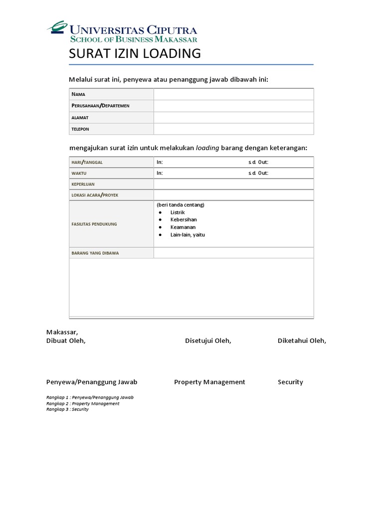 Surat Izin Loading Barang Event | PDF
