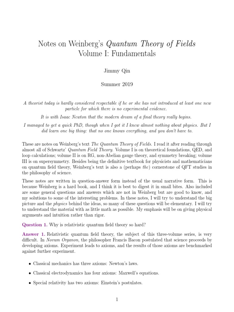Weinberg Notes Pdf Spin Physics Quantum Field Theory