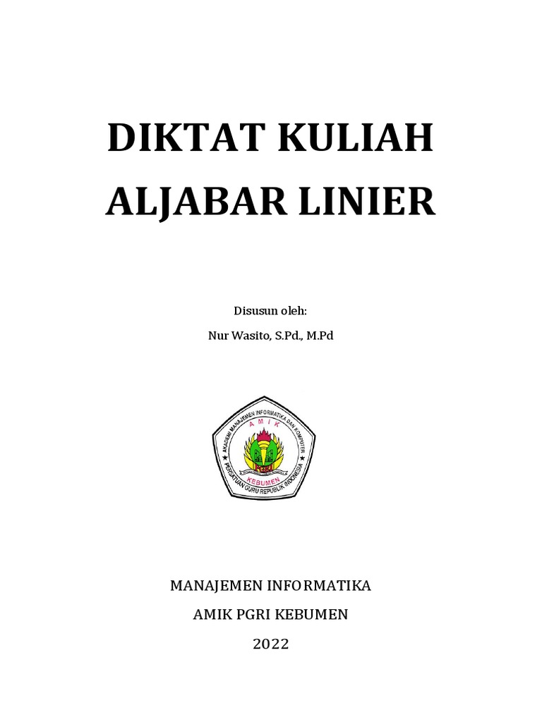 Diktat Aljabar Linier 2022-2023 | PDF