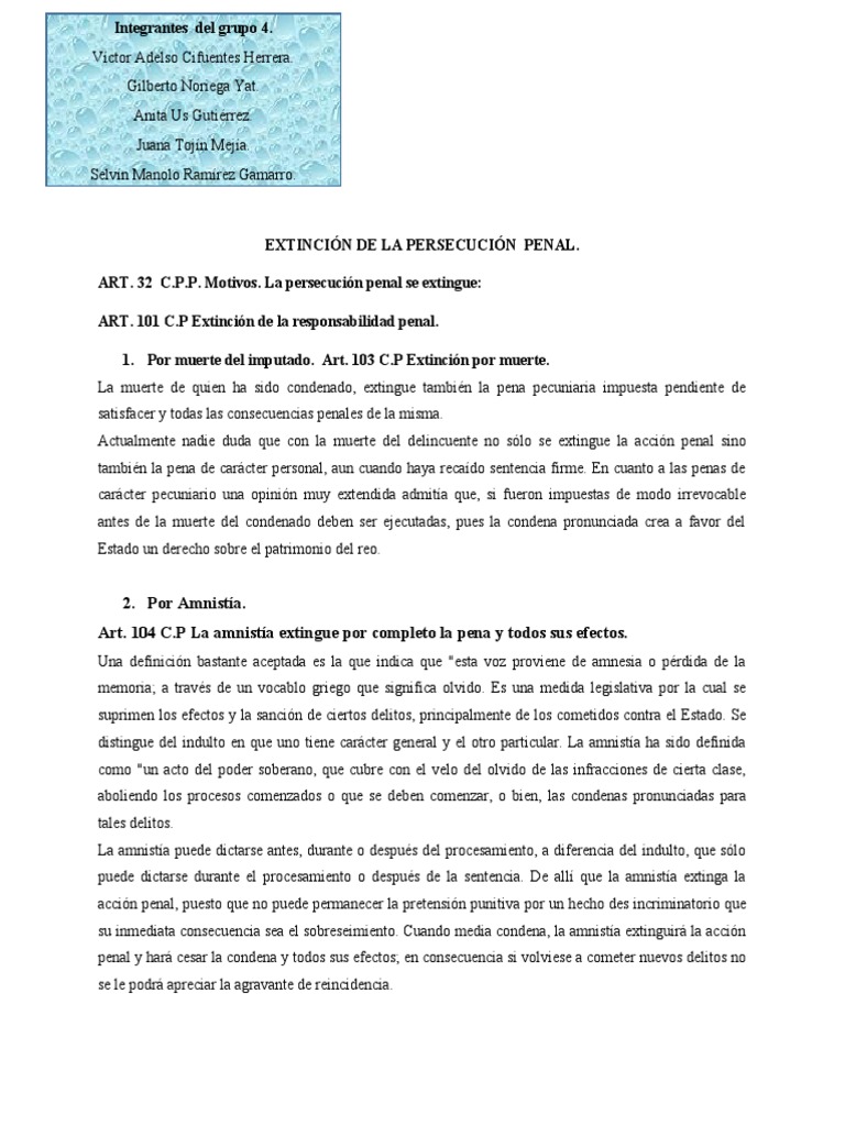 Extincion de La Persecucion Penal. CPP | PDF | Estatuto de limitaciones | Queja