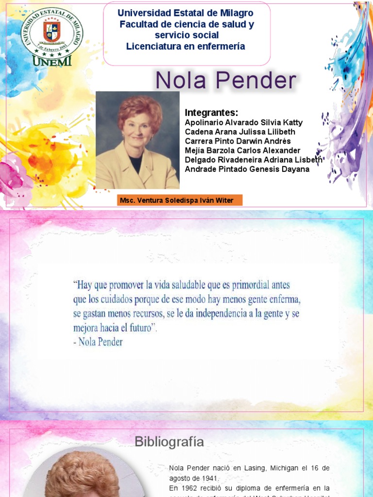 Teoría de Nola Pender en Salud | PDF | Enfermería | Comportamiento