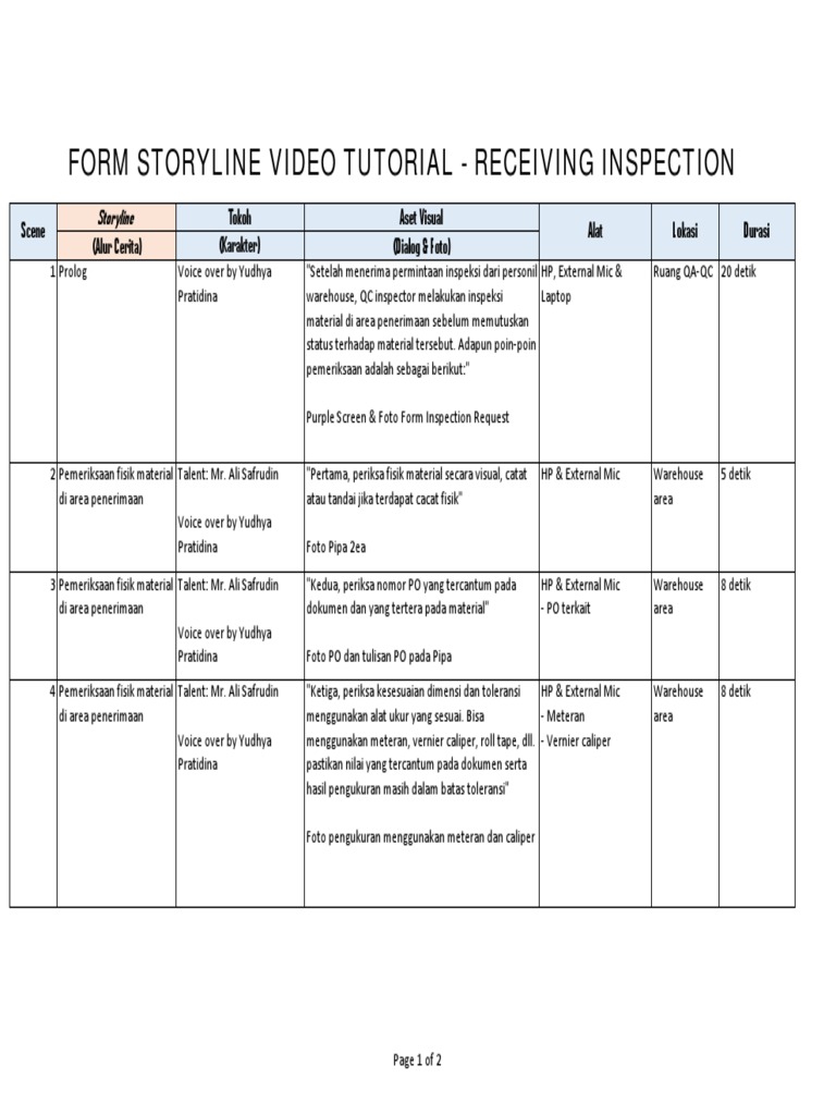 Storyline Video Receiving Inspection Tutorial | PDF