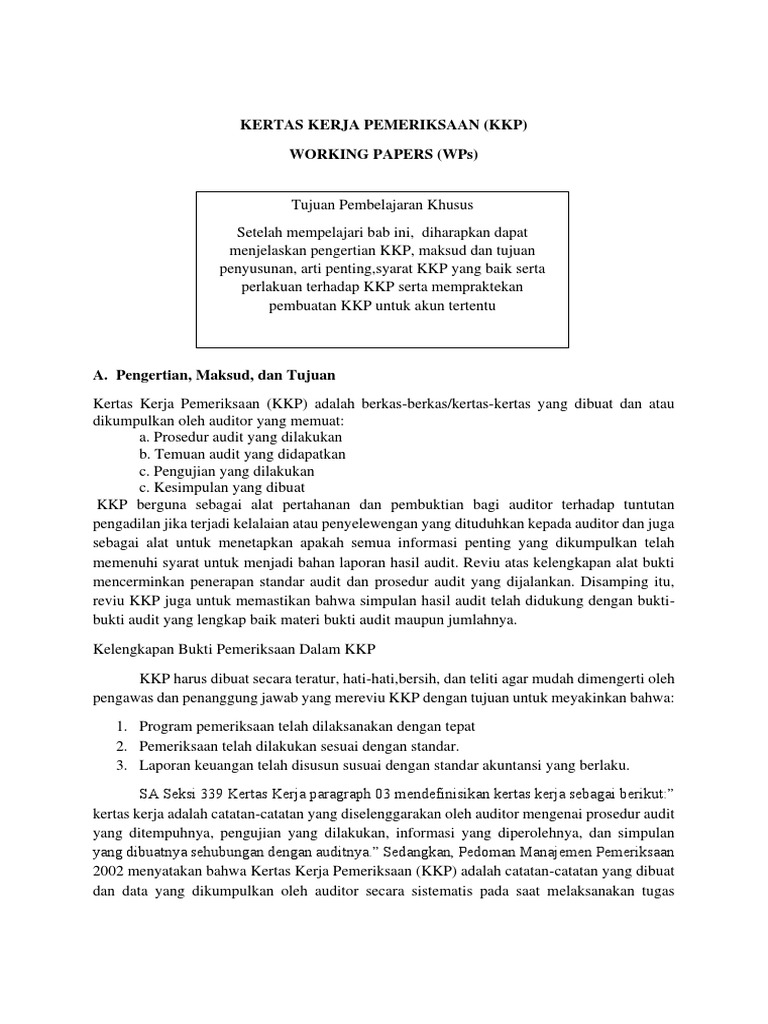 Panduan Kertas Kerja Audit | PDF