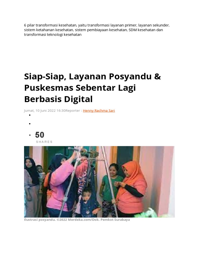 6 Pilar Transformasi Kesehatan | PDF | Ilmu Sosial | Kesehatan Holistik