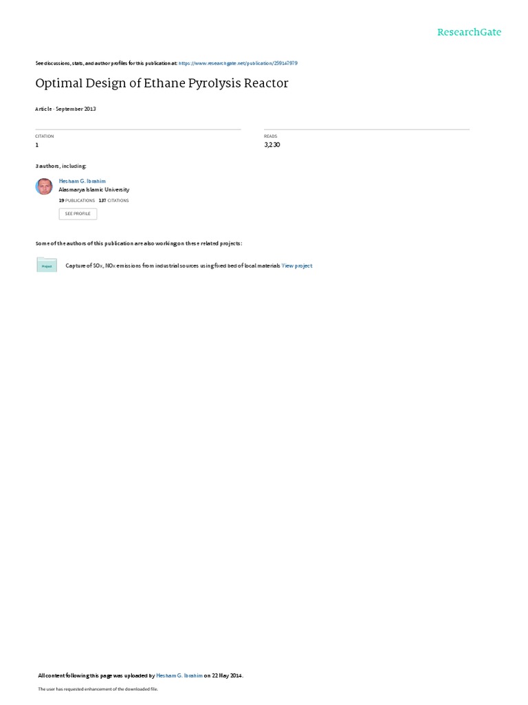 Optimal Designof Ethane Pyrolysis Reactor | PDF | Cracking (Chemistry ...