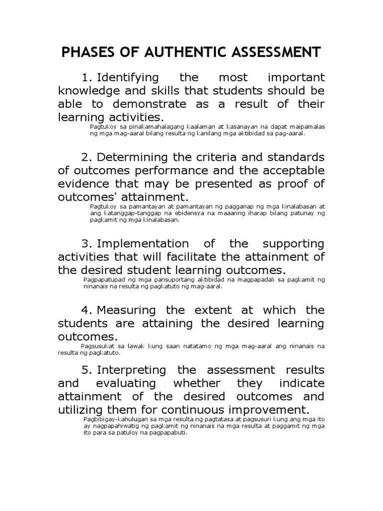 Phases of Authentic Assessment | PDF