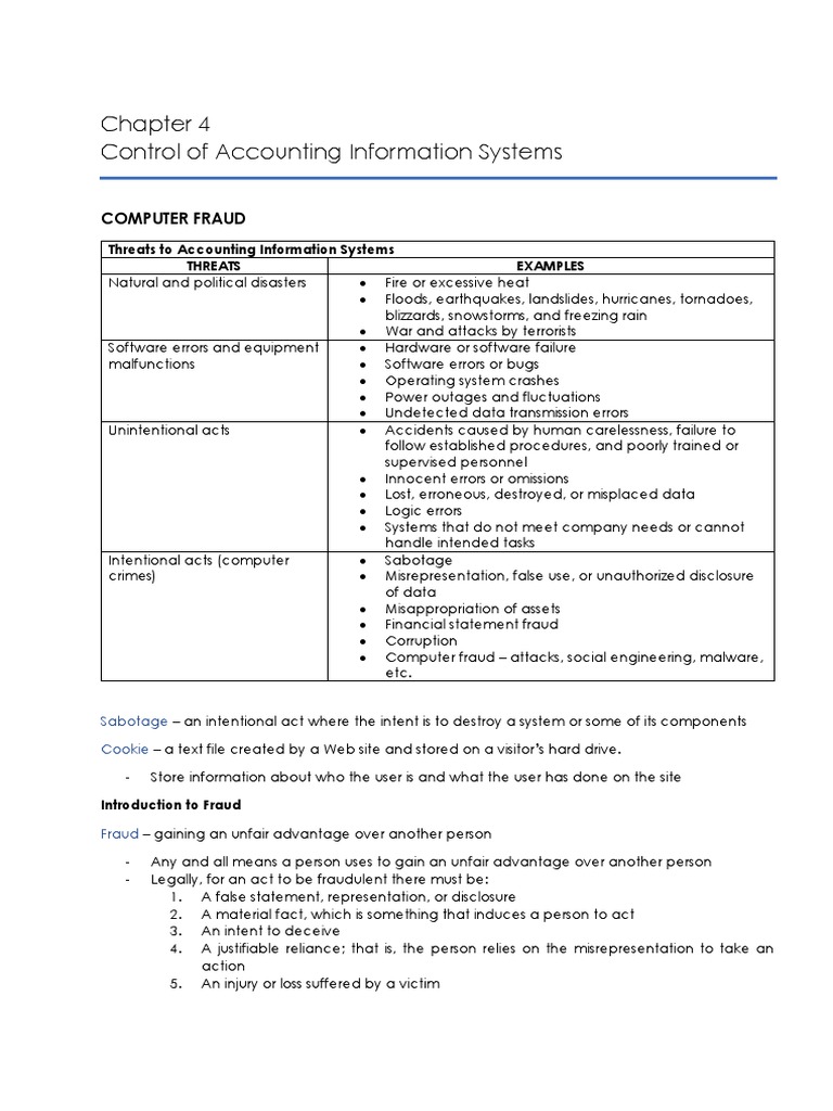 Chapter 4 Control of Accounting Information Systems Module | PDF | Information Security ...