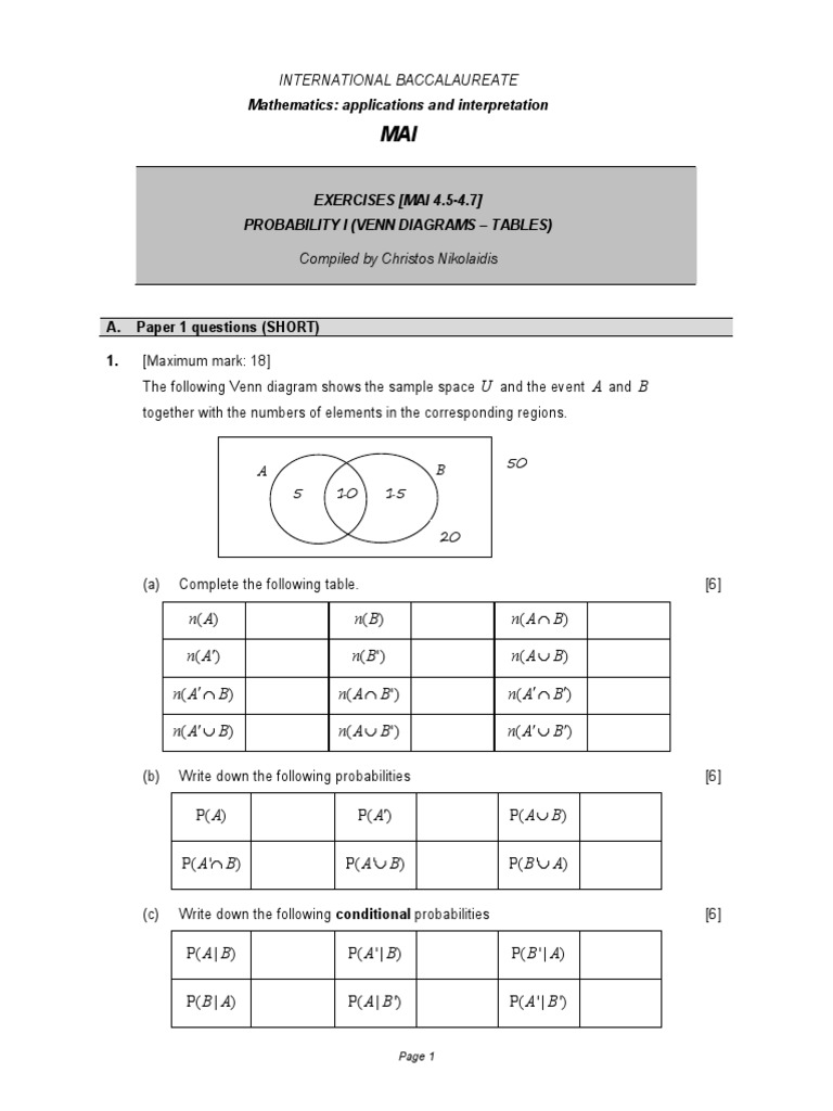 IB Math: Probability Exercises | PDF | Mathematics