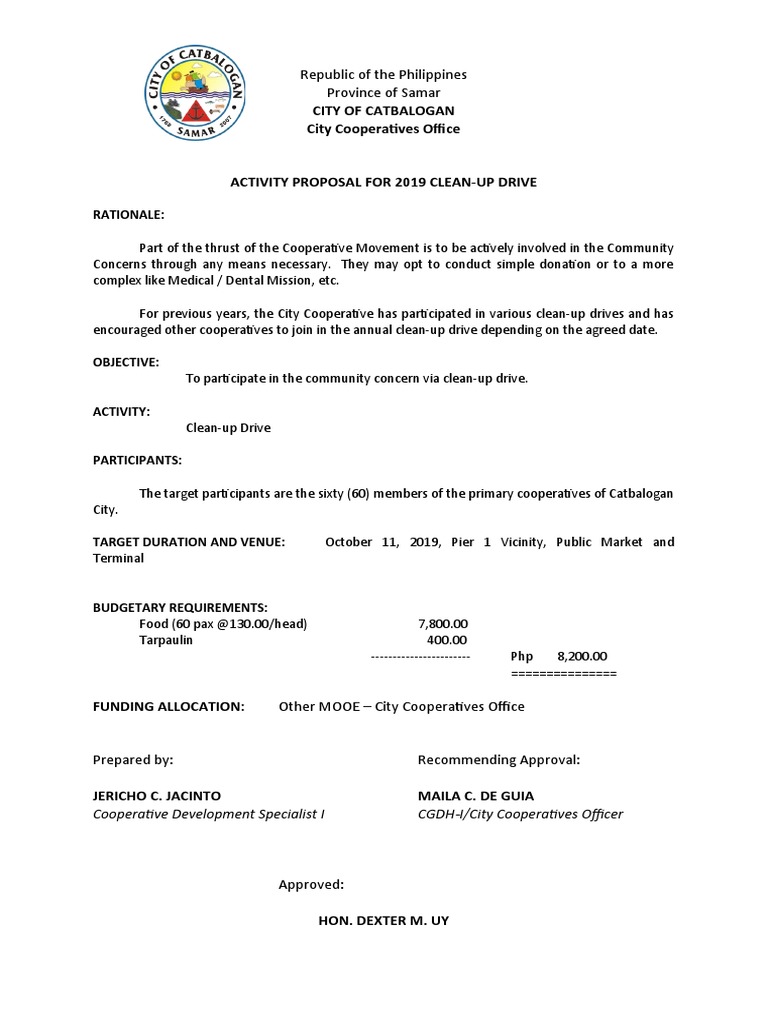 Catbalogan Clean-Up Drive Proposal | PDF