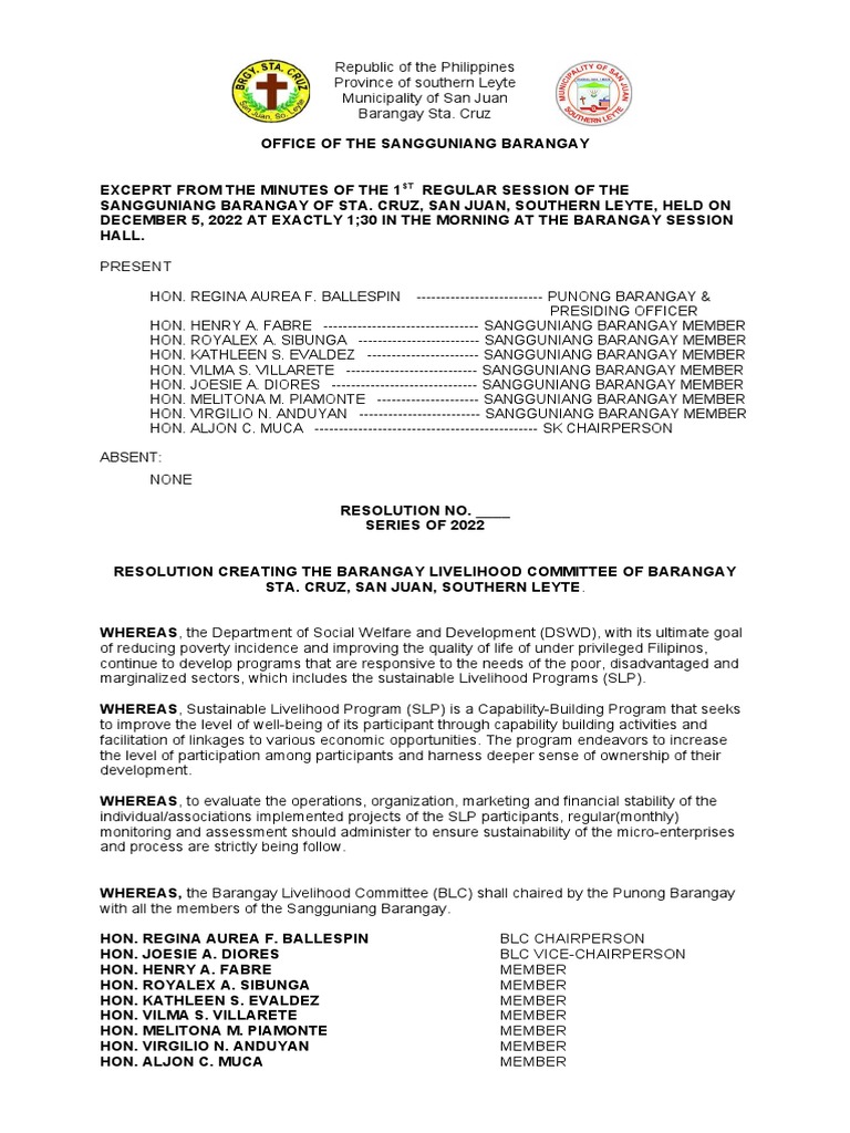 Barangay Livelihood Committee | PDF | Economies