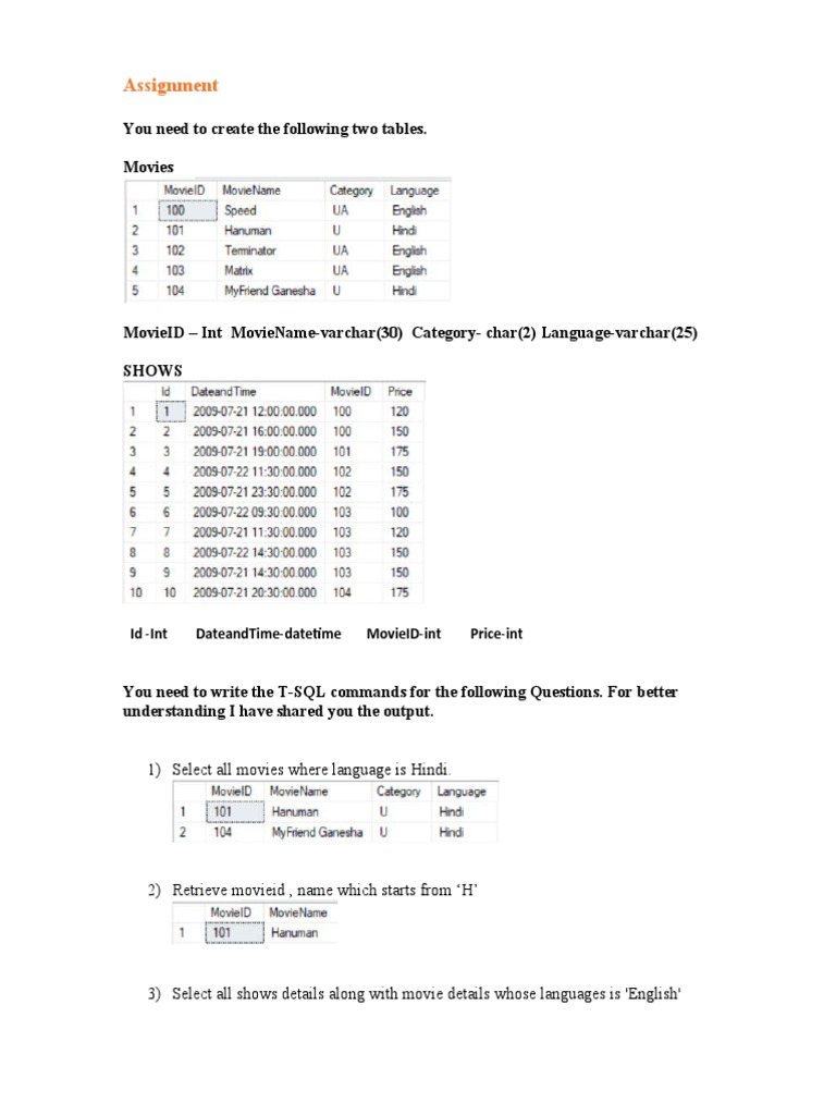 SQL Queries for Movie Database | PDF