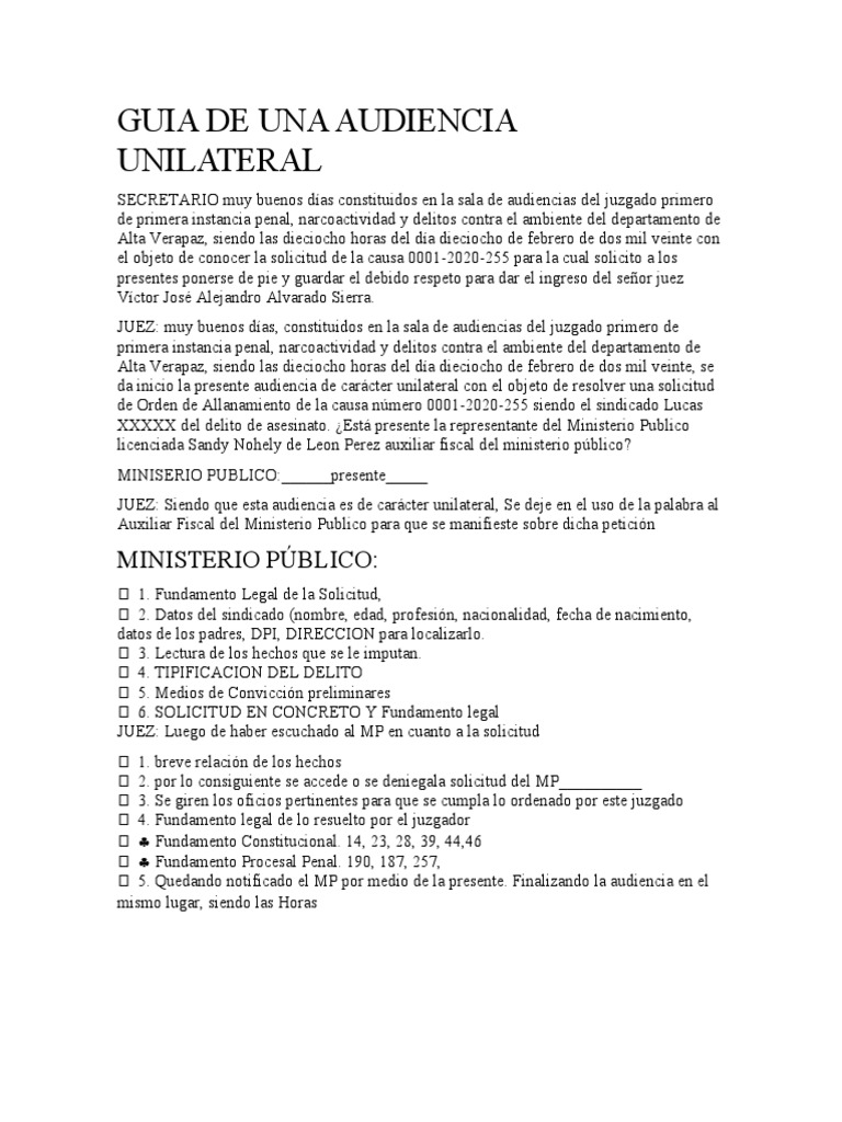 Guia de Una Audiencia Unilateral | PDF
