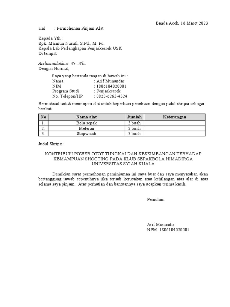 Surat-Pinjam-Alat (1).doc | PDF