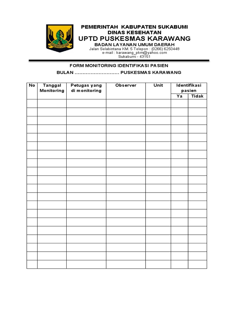 Form Monitoring Identifikasi Pasien Puskesmas | PDF