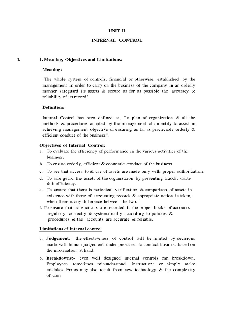 Auditing Unit 2 Notes | Download Free PDF | Internal Control | Audit