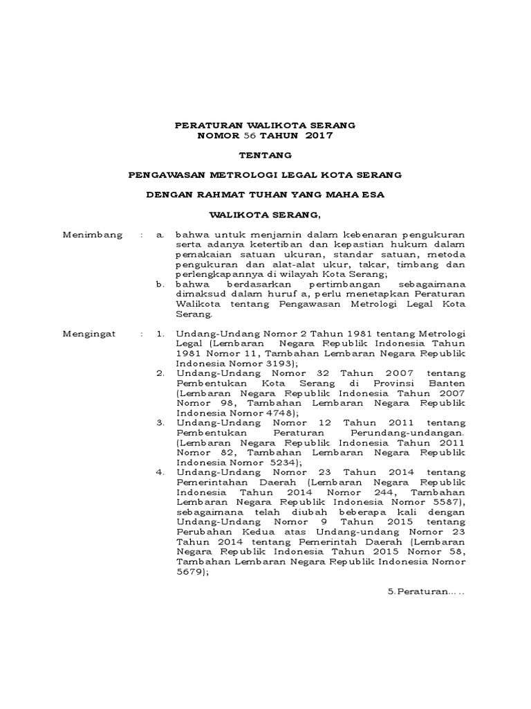 PERWAL Metrologi Legal | PDF